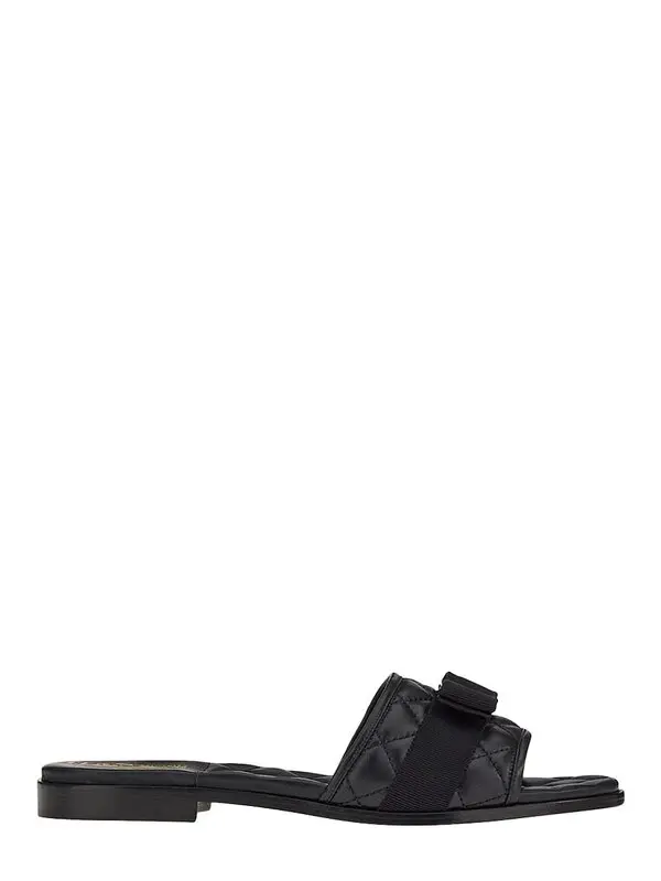 FERRAGAMO Quilted Lambskin Flat Sandals - Nero  Na
