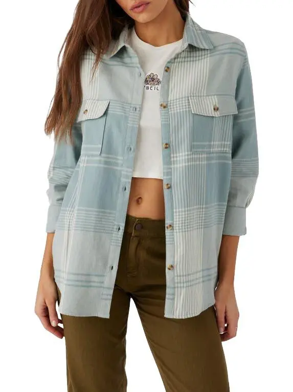 O'Neill Brooks Oversize Flannel Shirt - Silver Blue