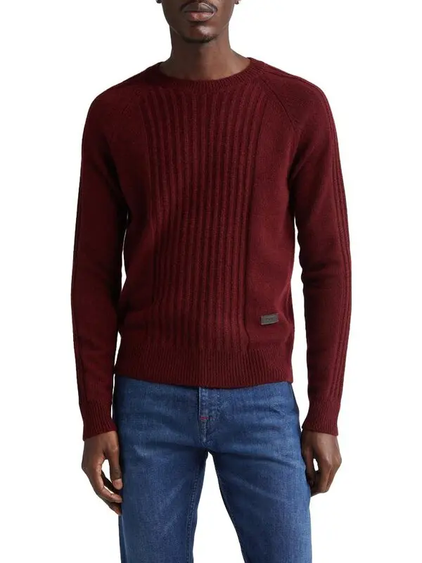 Isaia Ribbed Crewneck Cashmere Sweater - Purple