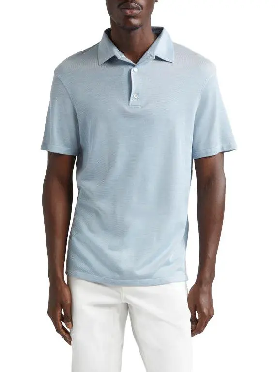 Isaia Silk Piqué Polo - Light Blue
