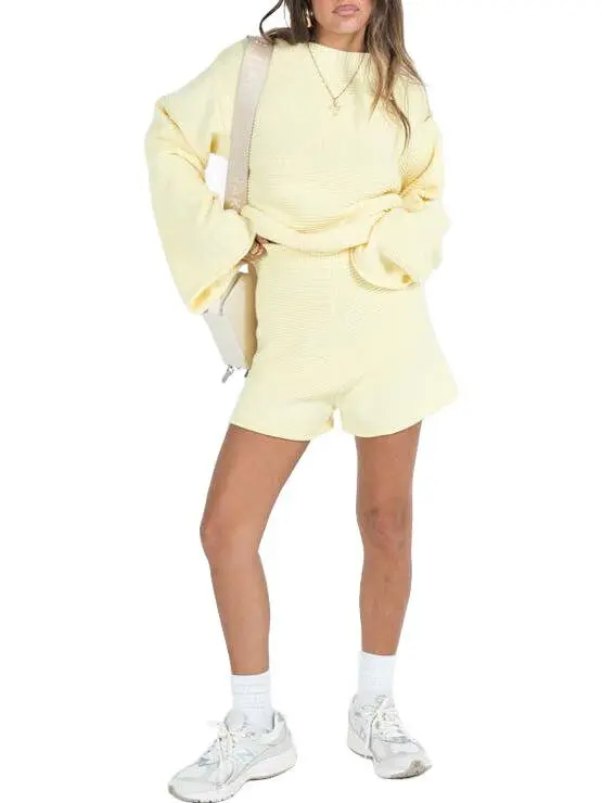 Princess Polly Ottoman Stitch Sweater And Shorts Set - Yellow