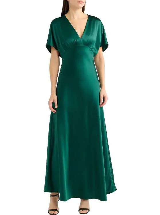 CECE DUPRAZ Dolman Sleeve Cocktail Midi Dress - Dark Forest