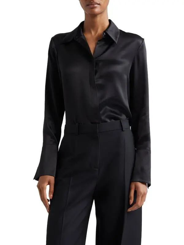 TWP Object Of Affection Silk Button-up Shirt - Black