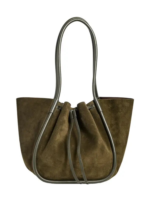 Proenza Schouler Large Ruched Suede Tote - Olive