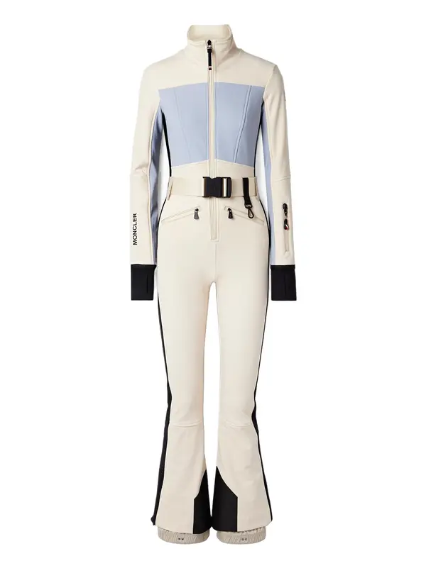 Moncler Belted Color-block Ski Suit - Ecru