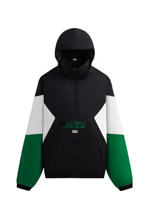 Kith X Nfl 47 Jets Quarter Zip Anorak With Hood - Black
