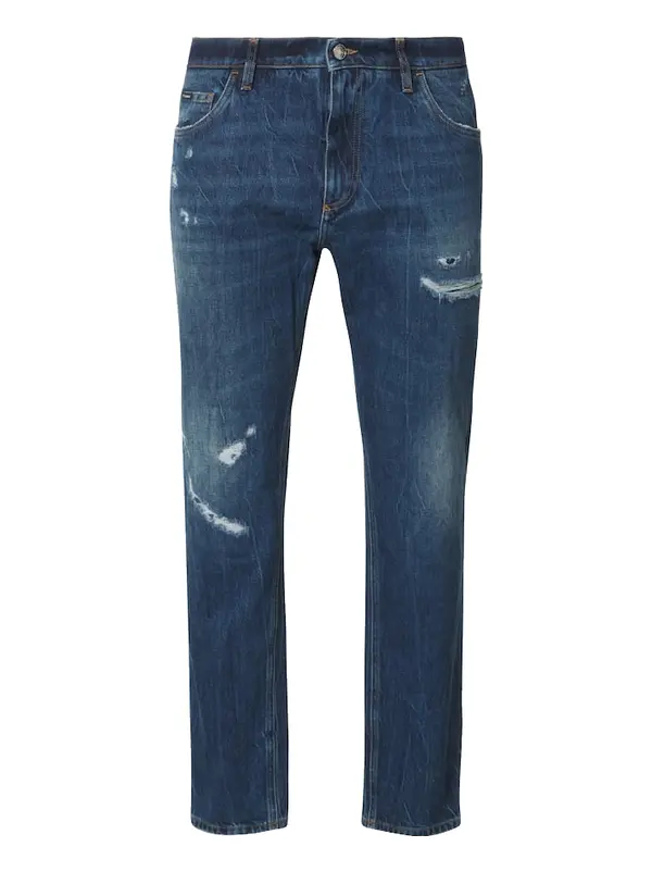 Dolce & Gabbana Distressed Straight Jeans - Blue
