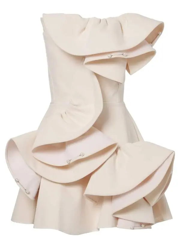 Maticevski Bridal Embellished Ruffled Minidress - Beige