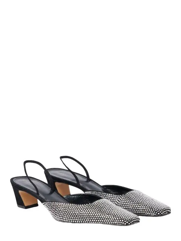 Khaite Roosevelt Embellished Leather Slingback Pumps - Black