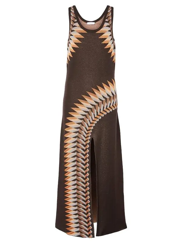 Rabanne Lamé Jacquard Maxi Dress - Brown