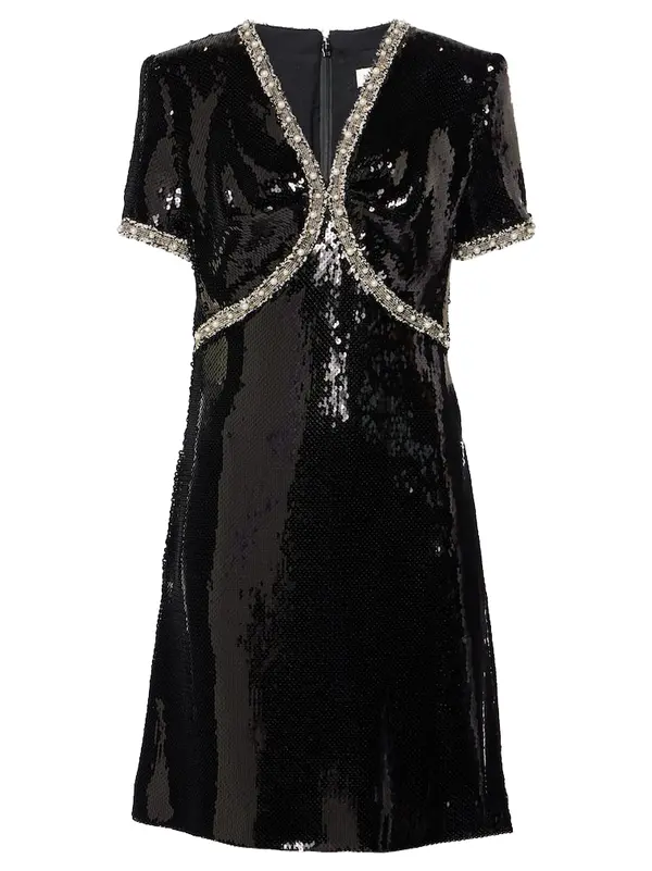 Nina Ricci Embellished Sequined Minidress - Black