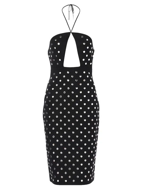 Stella McCartney Studded Halterneck Midi Dress - Black