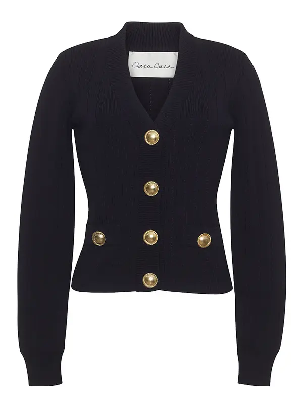 Cara Cara Lavira Pointelle Cardigan - Black