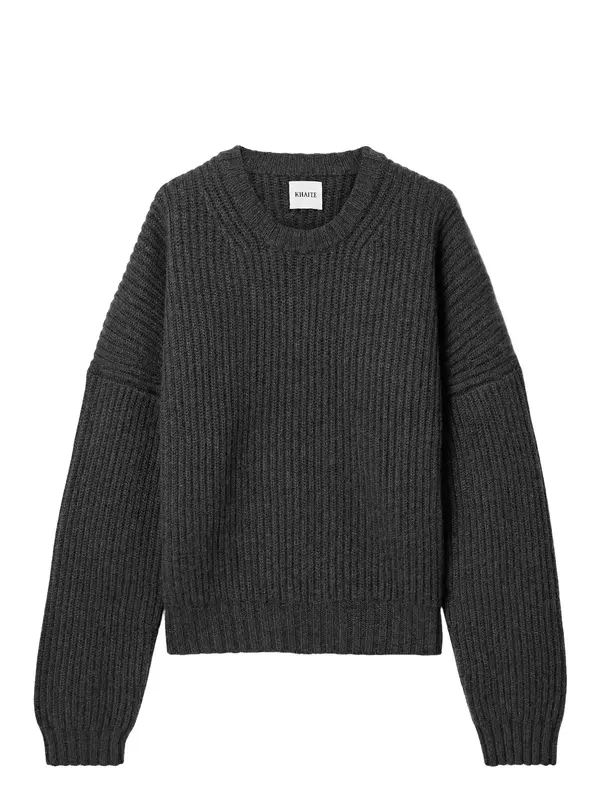 Khaite Manuela Ribbed Cashmere Sweater - Gray