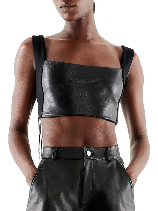 AS By DF Hailey Recycled Leather Bralette - Black