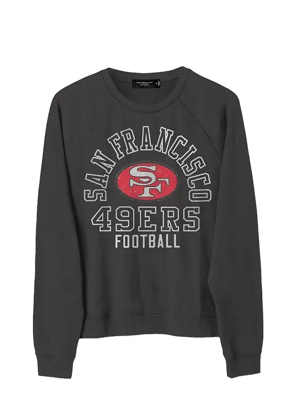 Junk Food Clothing Nfl San Francisco 49ers Flocked Raglan Crew Fleece Sweatshirt - San Francisco Ers