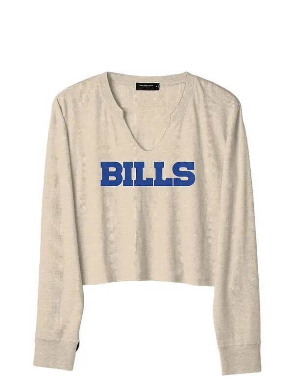 Junk Food Clothing Nfl Buffalo Bills Sunday Crop Thermal Sweatshirt - Oatmeal