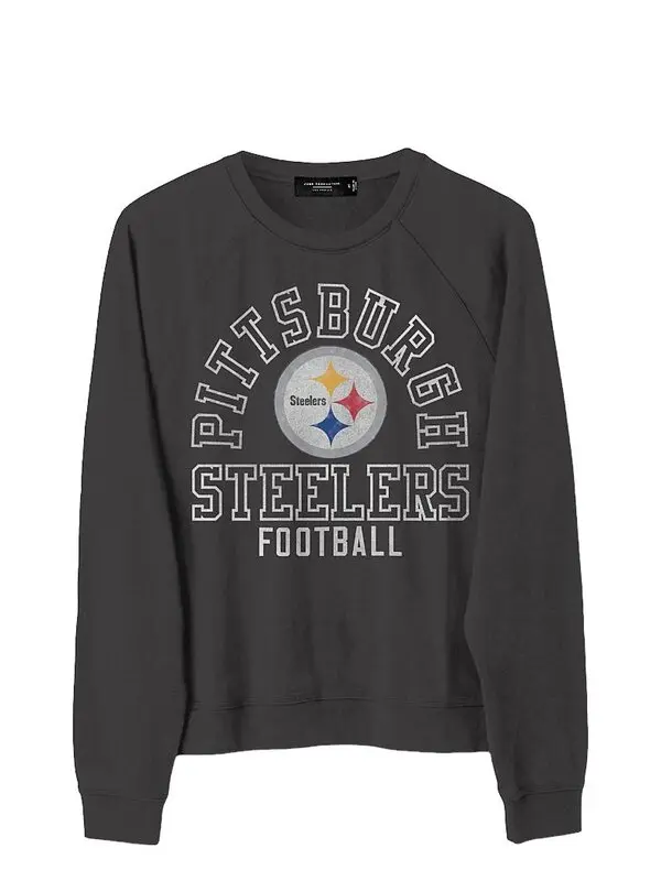 Junk Food Clothing Nfl Flocked Raglan Fleece Sweatshirt - Pittsburgh Steelers