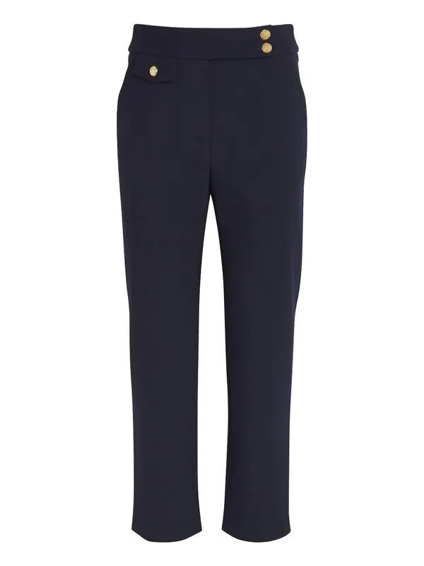 Veronica Beard Woven Cropped Renzo Trousers - Navy