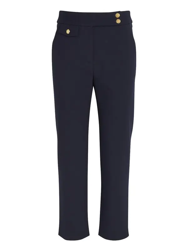 Veronica Beard Woven Cropped Renzo Trousers - Navy