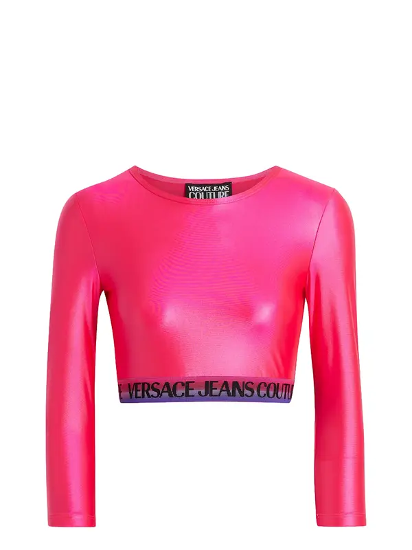 Versace Cropped Stretch Top - Bright Pink