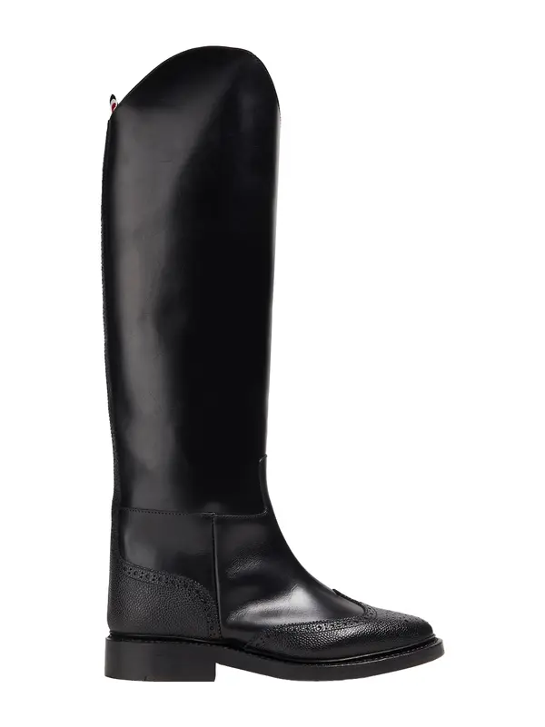Thom Browne Perforated Leather Knee Boots - Black