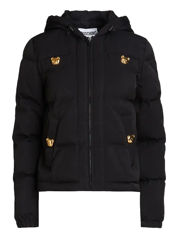 Moschino Quilted Shell Hooded Jacket - Black