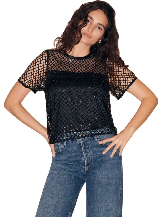 Saylor Alix Sequin Top - Denim