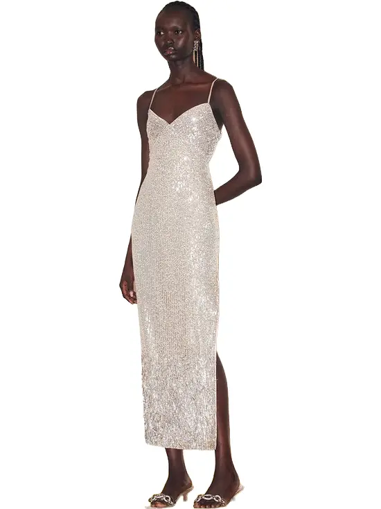 Saylor Ophelia Beaded Sequin Dress - Metallic