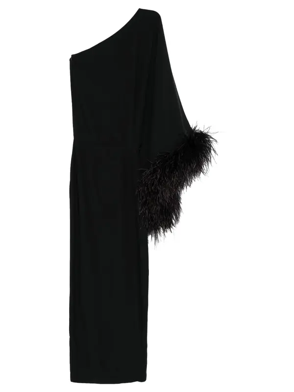 TALLER MARMO Feathered Eternity Maxi Dress - Black
