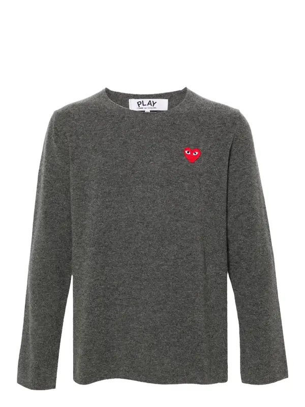 Play Comme Des Garcon Heart-patch Wool Jumper - Grey