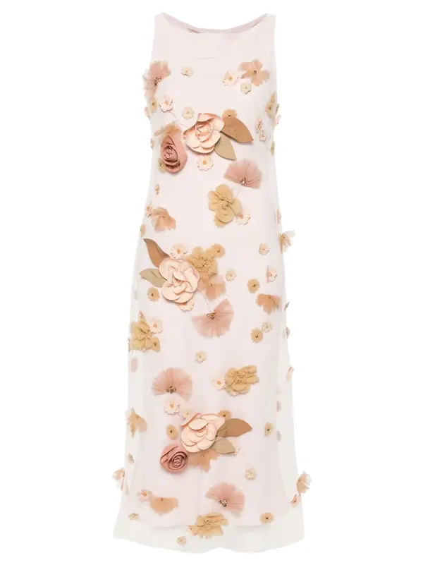 Viktor & Rolf Floral-appliqué Midi Dress - Pink