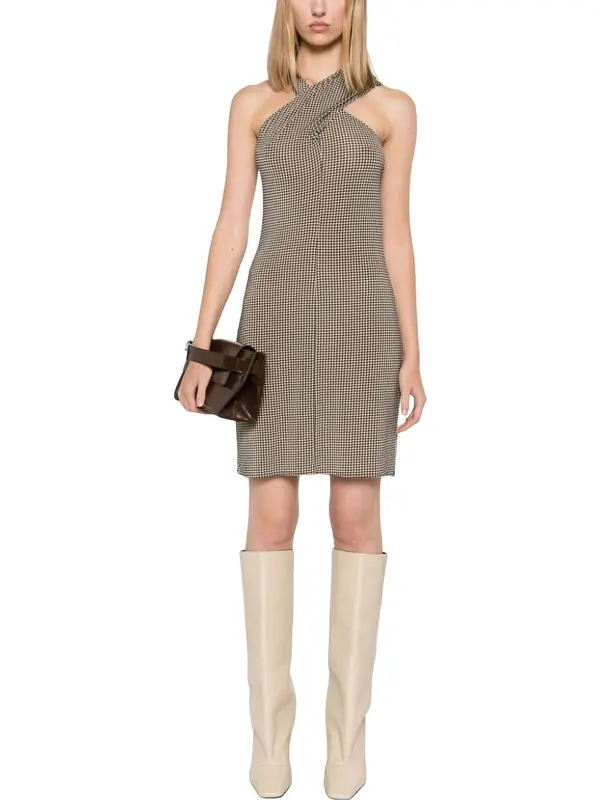 COURREGES Criss-cross Jersey Mini Dress - Neutrals