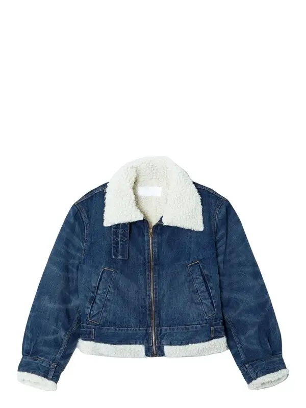 RE/DONE Aviator Jacket With Shearling Collar - Blue