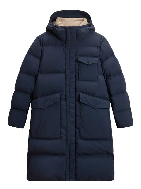 Woolrich Quilted Down Parka Coat - Blue