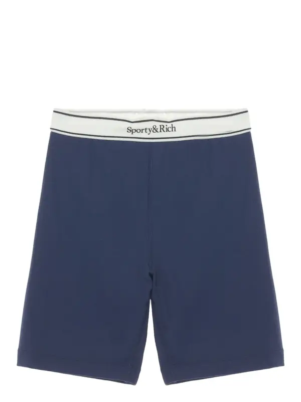 SPORTY & RICH Logo-waistband Shorts - Blue