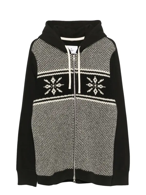 Junya Watanabe Intarsia-knit Hoodie - Black