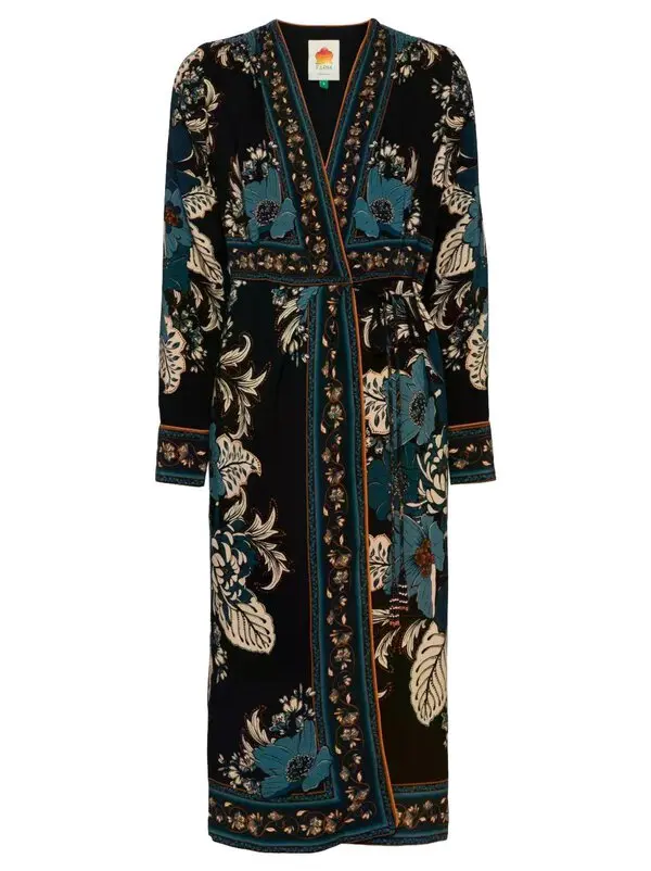 Farm Rio Blossom Tapestry Midi Dress - Blue