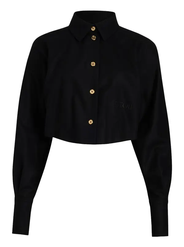 PATOU Cropped Wool Shirt - Black