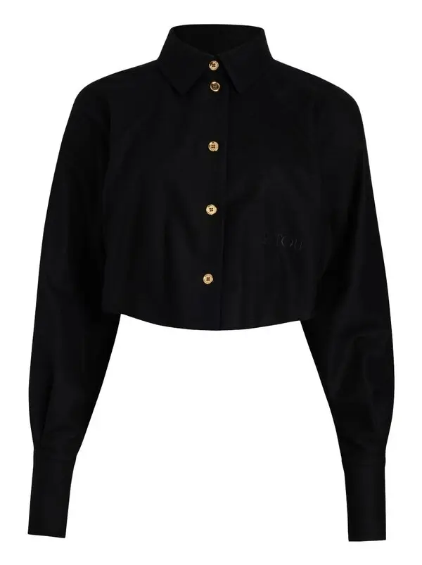 PATOU Cropped Wool Shirt - Black