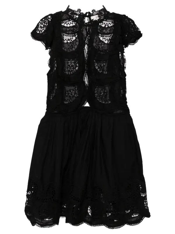 Sea Flutter Sleeve Dress - Black