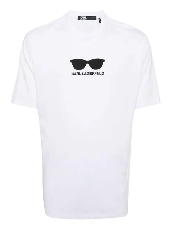 Karl Lagerfeld Sunglasses-embroidered T-shirt - White