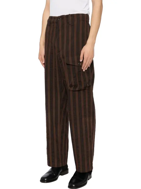 UMA WANG Vertical-stripe Trousers - Brown
