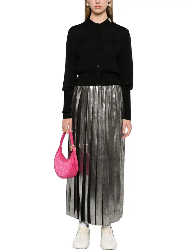 MSGM Pleated Midi Skirt - Black