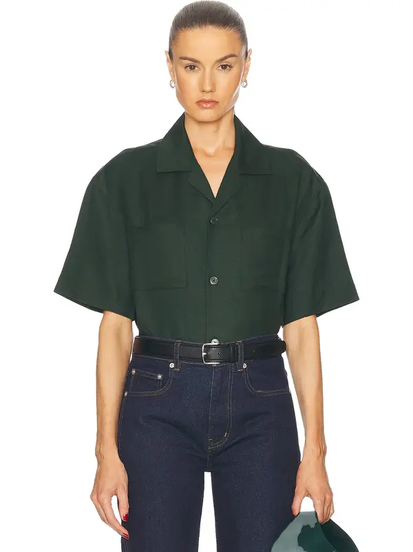WAO Boxy Linen Shirt - Forest Green