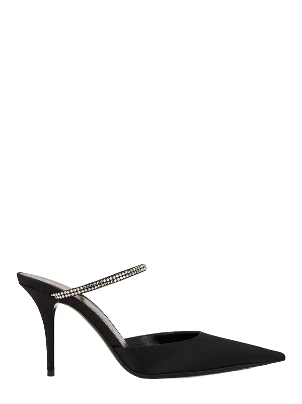 Saint Laurent Killer Mule - Nero & Crystal Velvet