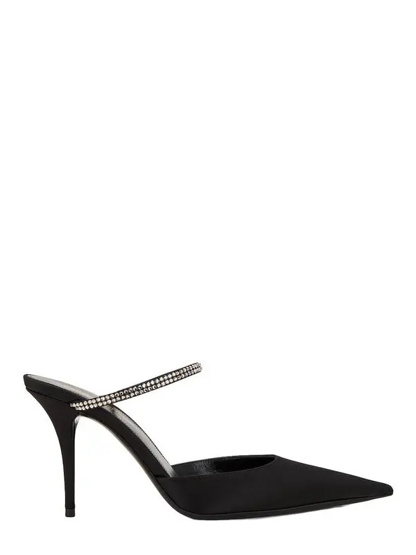 Saint Laurent Killer Mule - Nero & Crystal Velvet