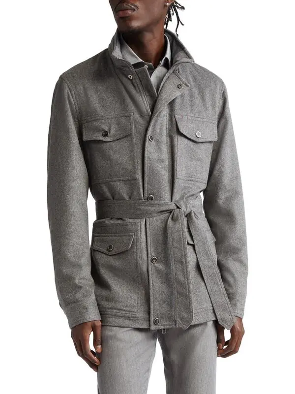 Isaia Cashmere Field Jacket - Medium Grey