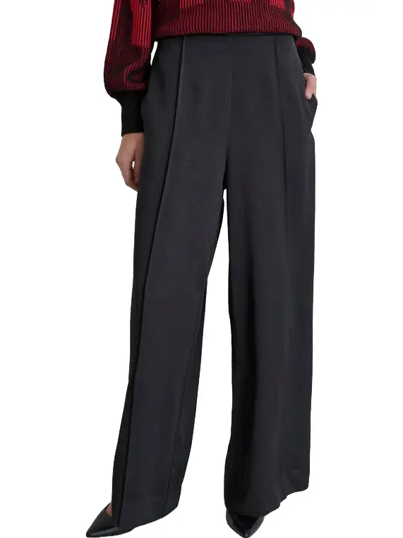 Dkny Pintuck Wide-leg Pants - Black