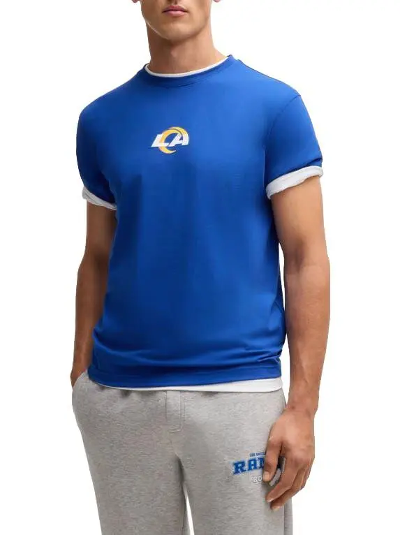 BOSS X Nfl Stretch Cotton Graphic T-shirt - Los Angeles Rams - Blue